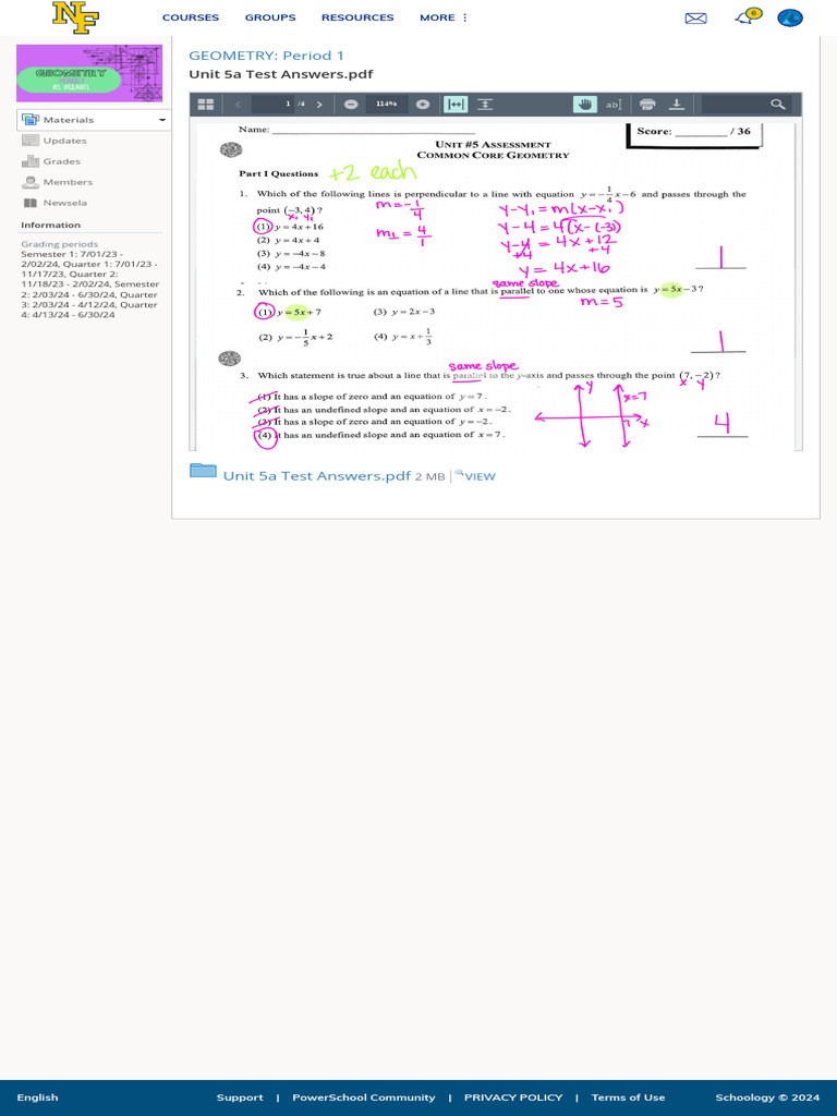 Unit 5a Test Answers - PDF Schoology 3 | PDF | Self-Improvement