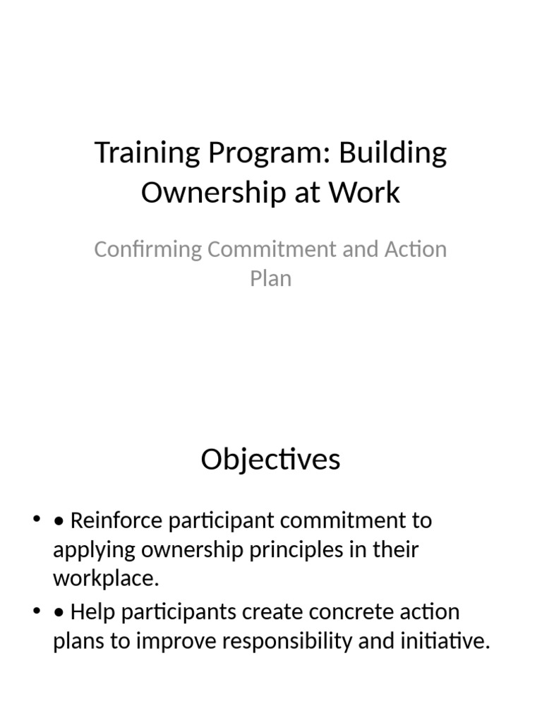 Ownership Training Presentation | PDF | Career & Growth
