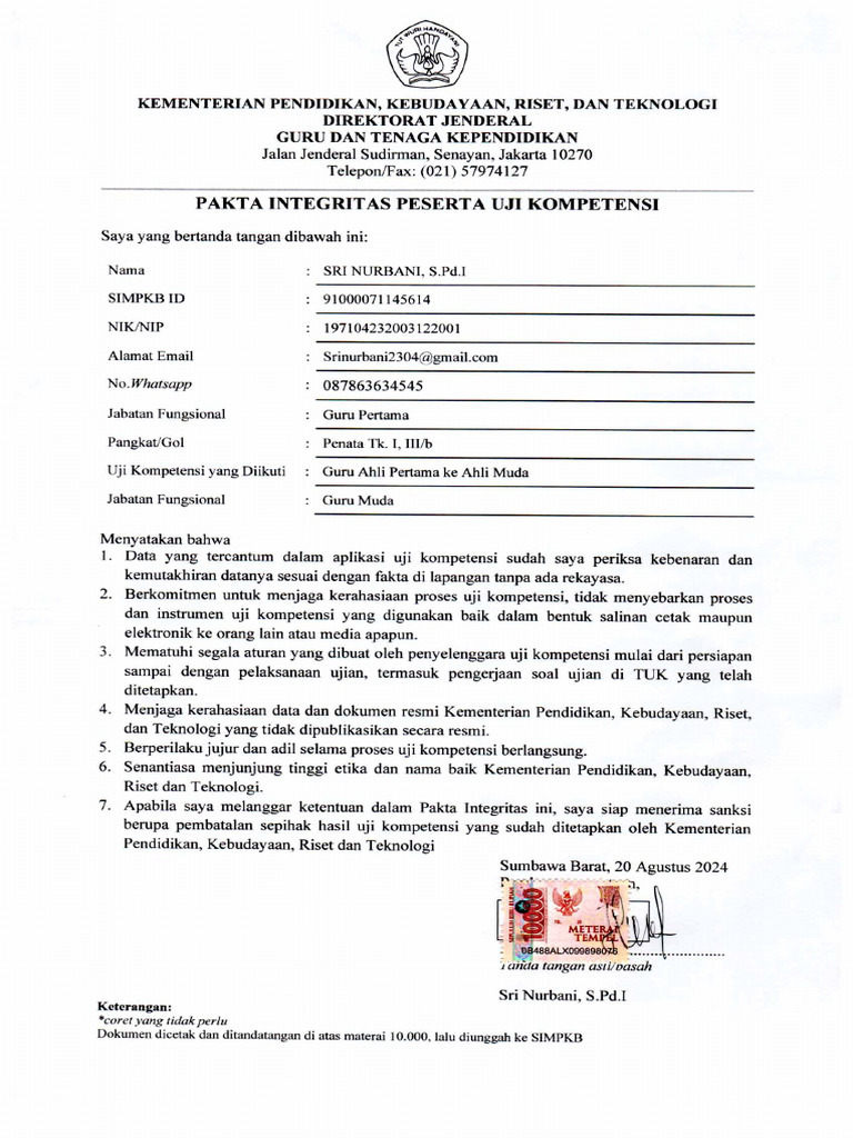 Fakta Integritas Ukkjj | PDF