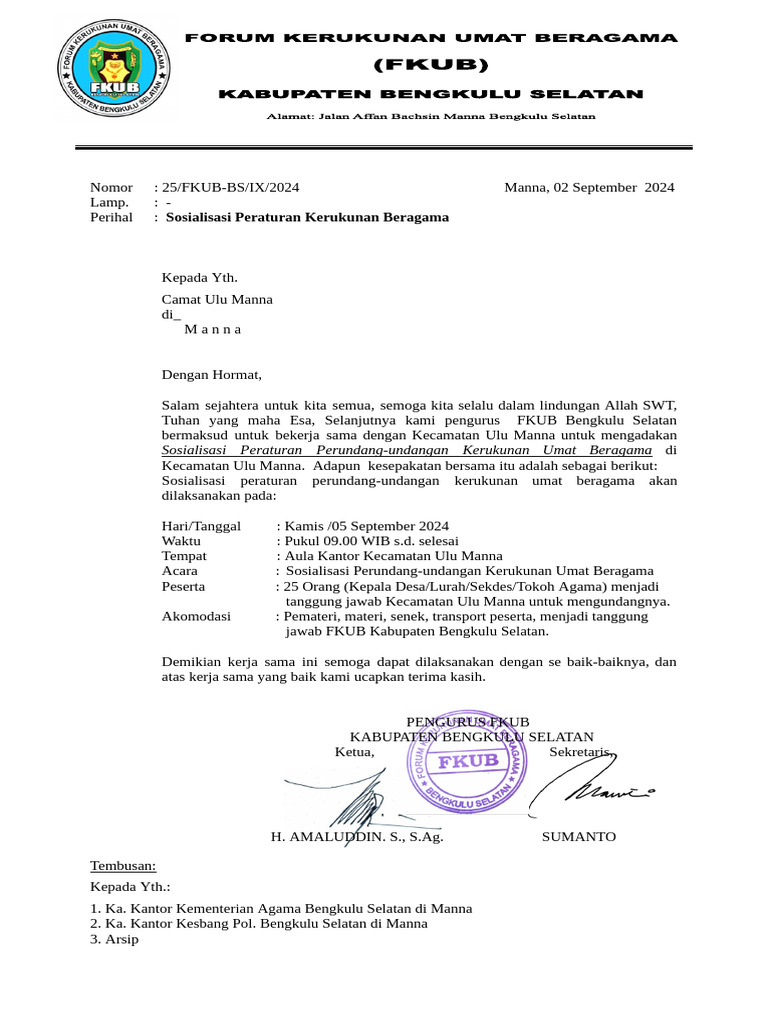 Surat SOSIALISASI Ulu Manna | PDF