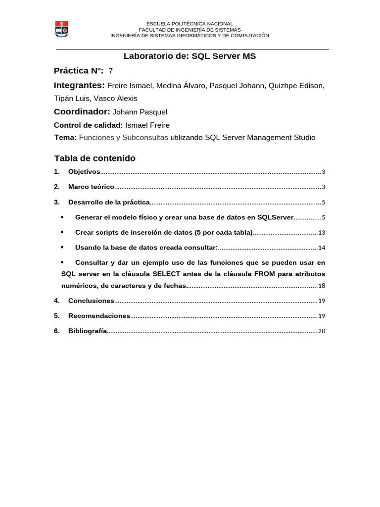Grupo1_Laboratorio Funciones y Subconsultas | PDF | SQL | Bases de datos