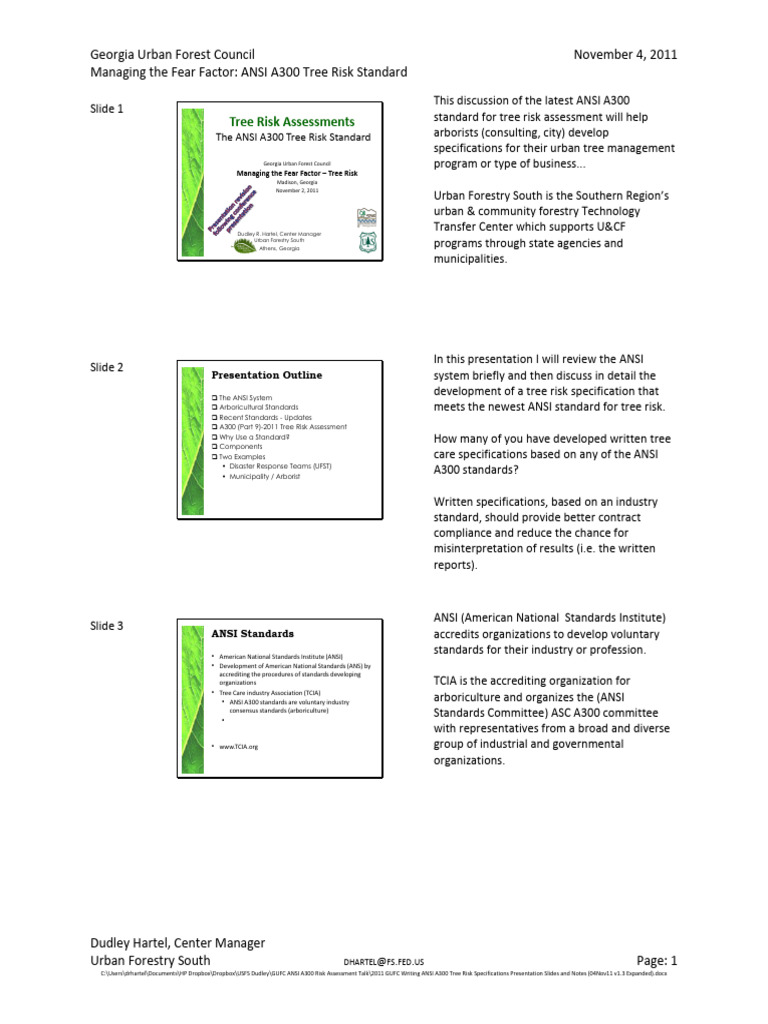 2011 GUFC Writing ANSI A300 Tree Risk Specifications Presentation ...