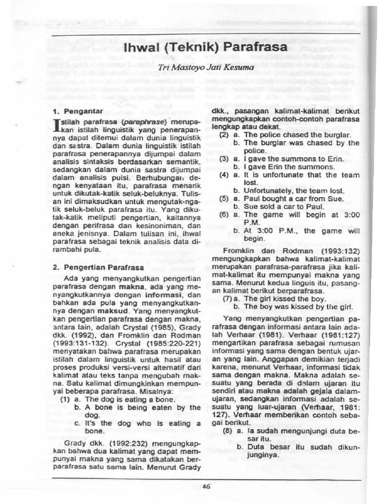 ID Ihwal Teknik Parafrasa | PDF