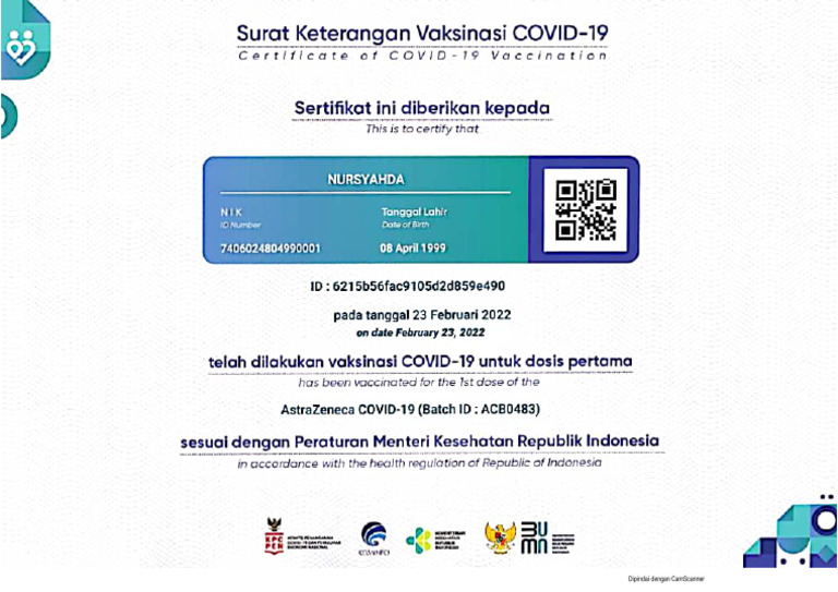 SERTIFIKAT VAKSIN | PDF