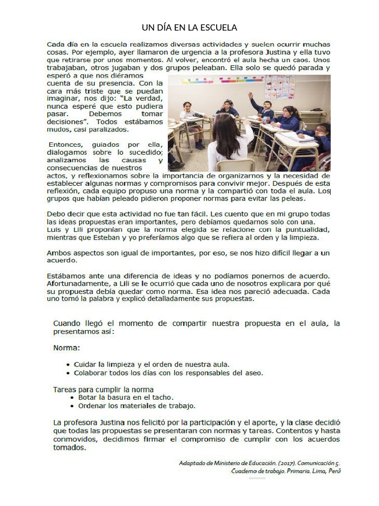 Un Día en La Escuela Fikha | PDF