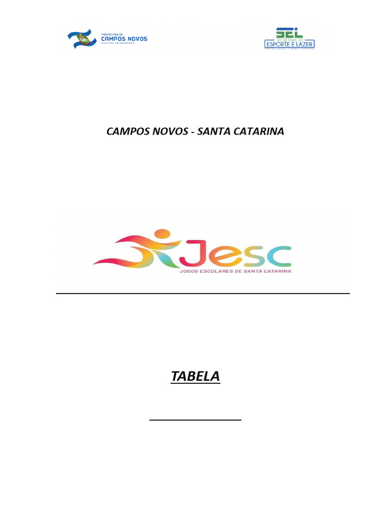TABELA - JESC 12 A 14 - ETAPA MUNICIPAL 2024 - Modalidades Individuais ...