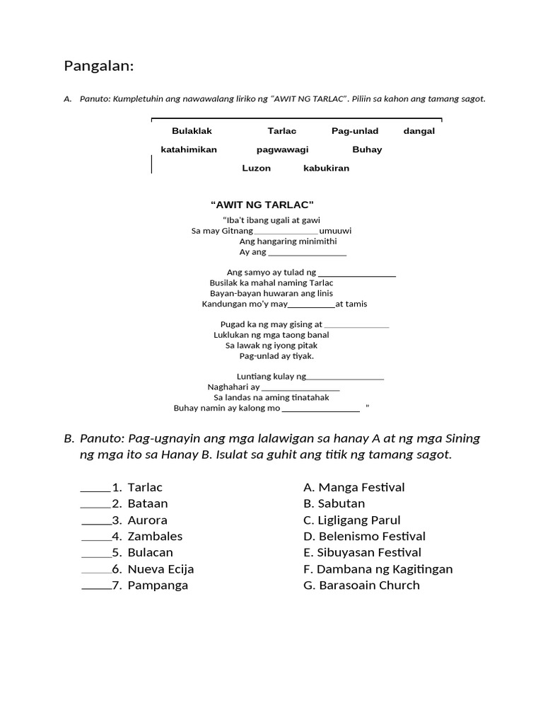 Quiz in Ap3 Q2 Week 6 | PDF