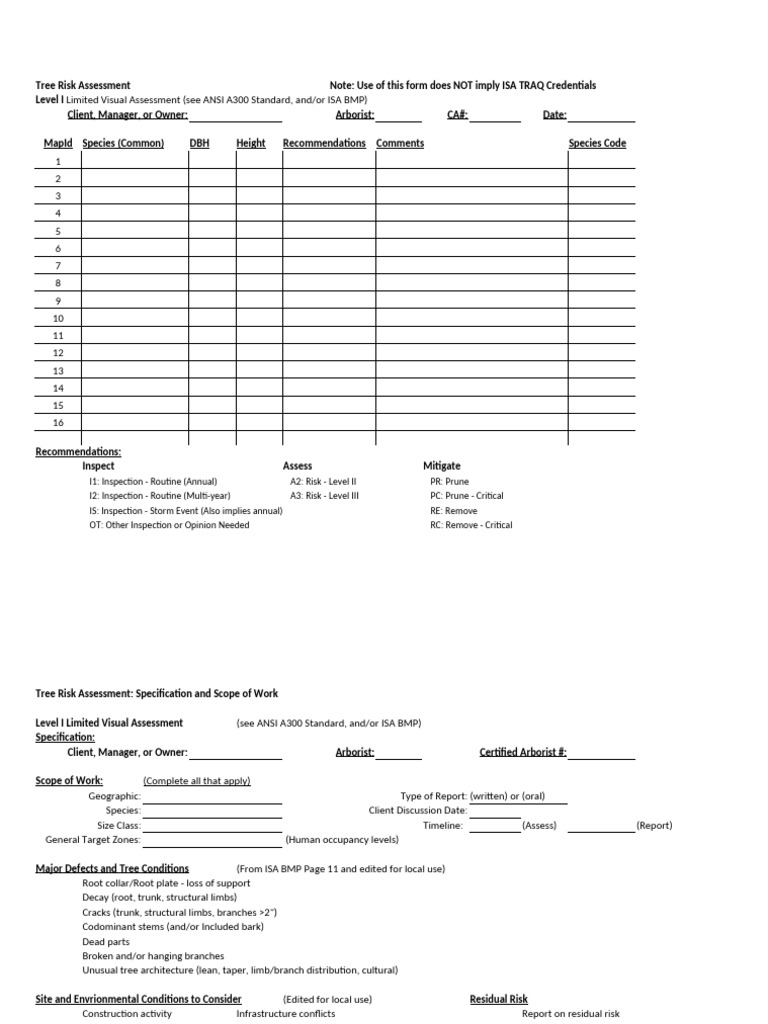 2013 ISA BMP Level I Field Worksheet Spec and Scope - 09may13 | PDF ...