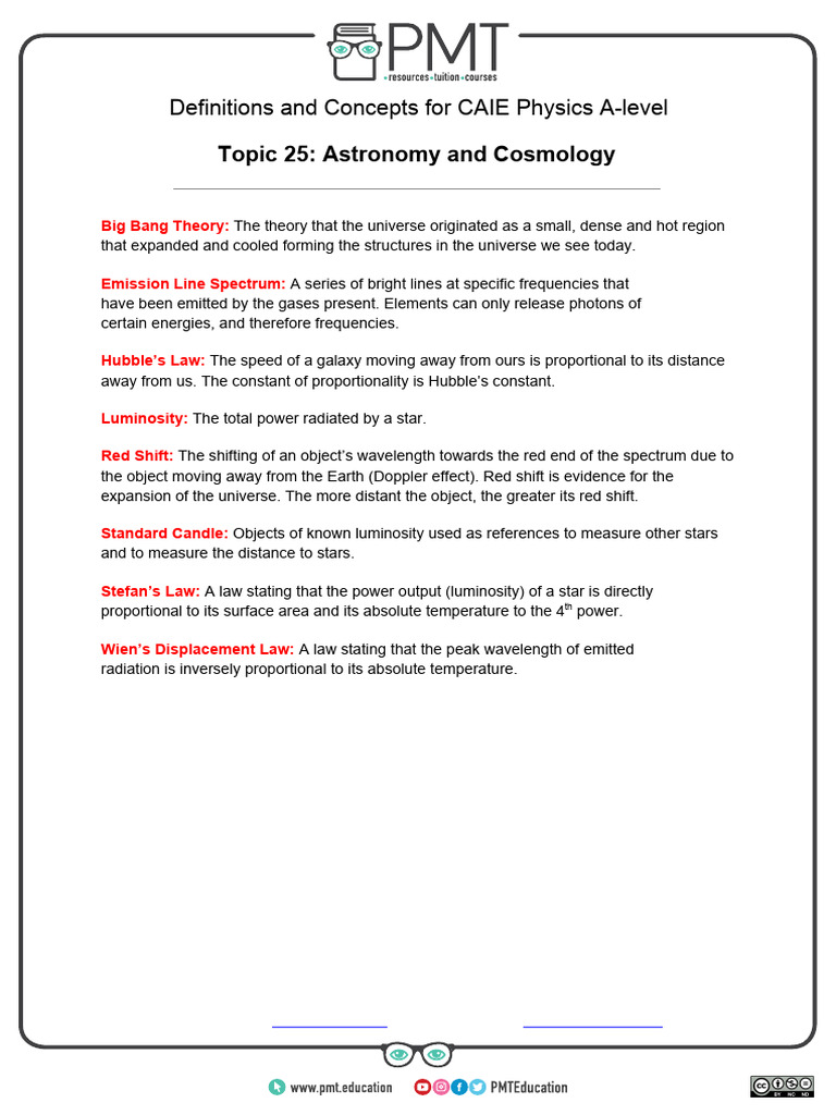 Astronomy & Cosmology Concepts for A-Level | PDF | Teaching Methods ...