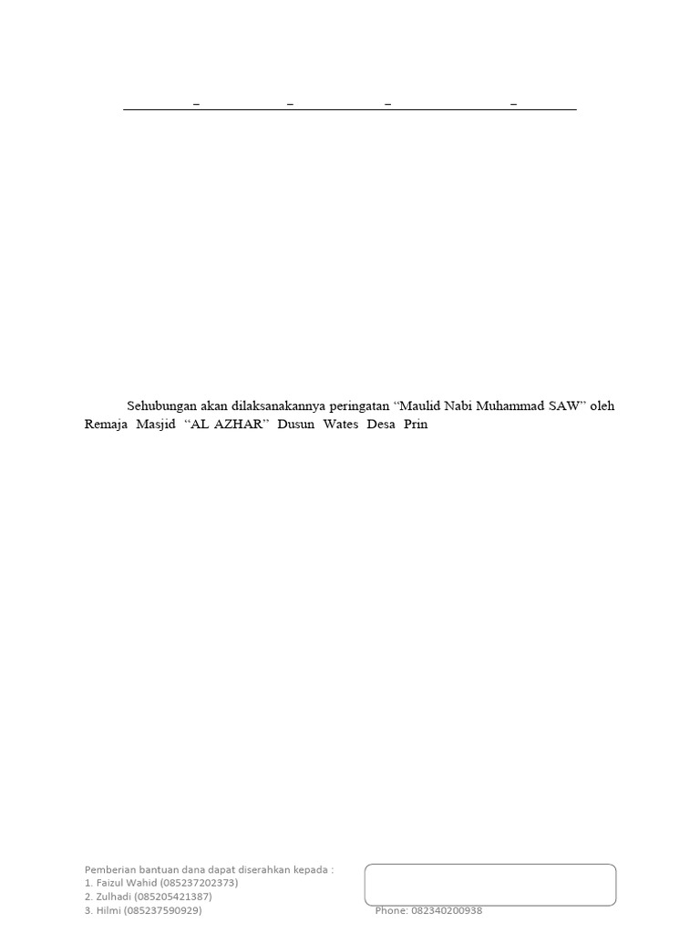 Proposal Maulid Remaja Masjid Dusun Wates | PDF
