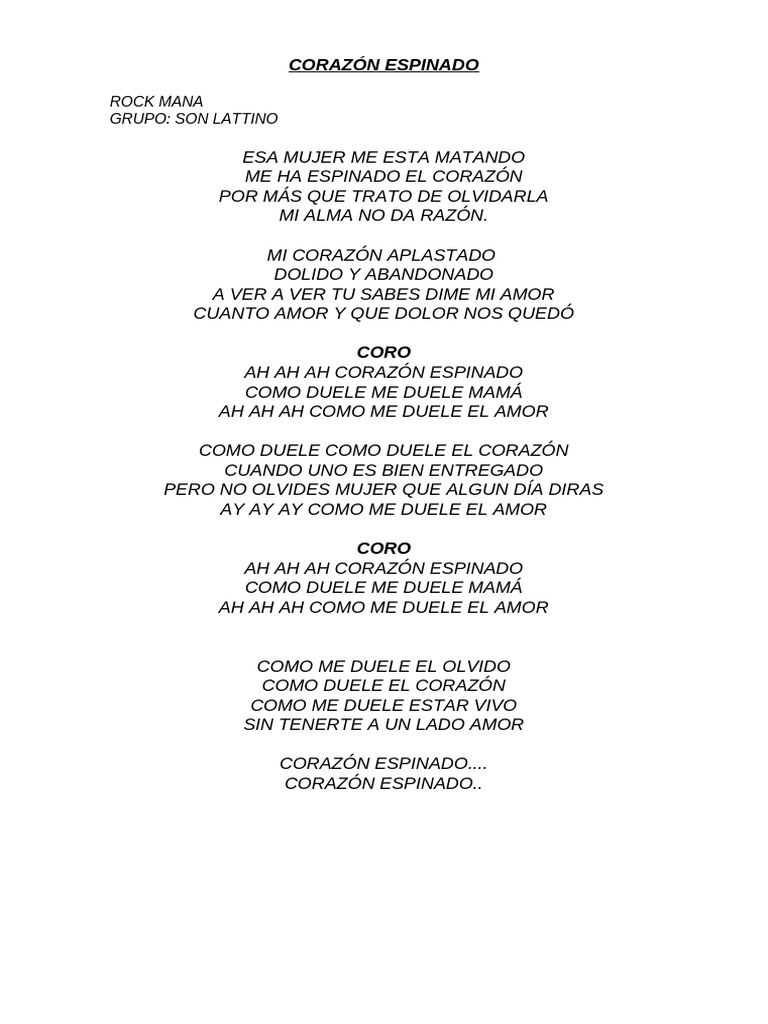 Mana Corazon Espinado | PDF | Poesía