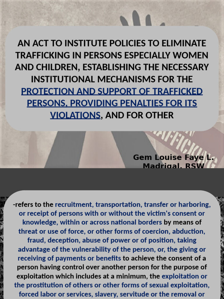RA 9208 - Anti-Trafficking in Persons Act of 2003 | PDF | Human ...
