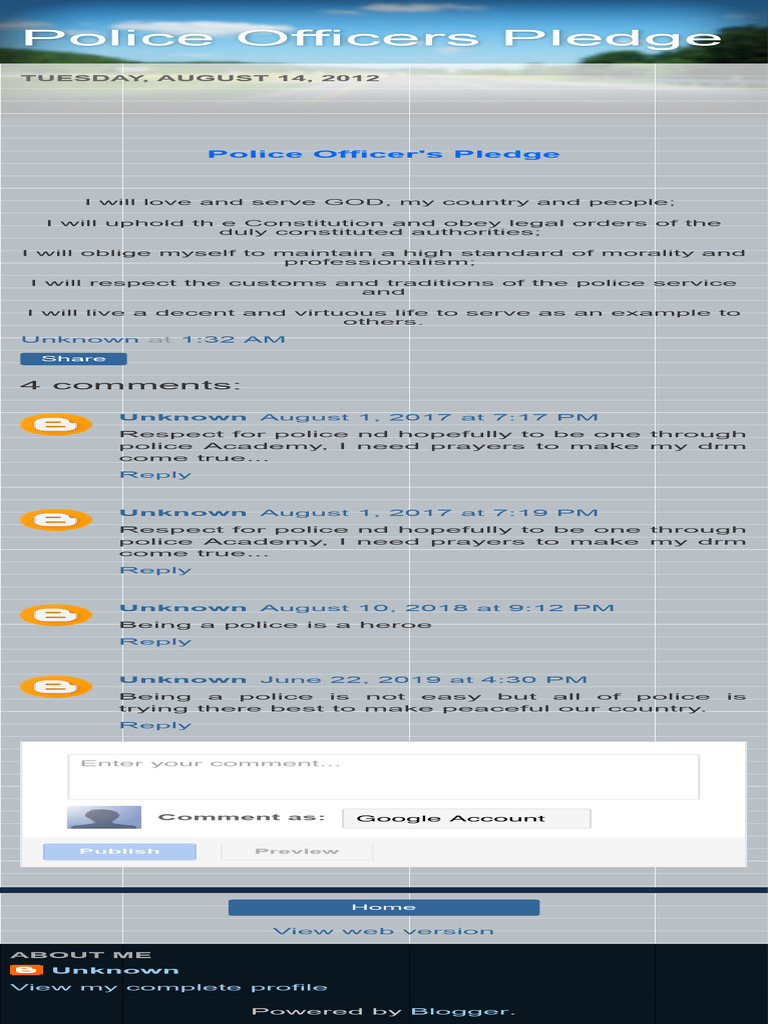 Police Officer's Pledge and Creed | PDF