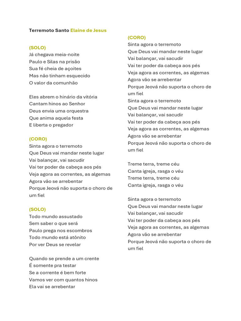 Terremoto Santo - Elaine de Jesus | PDF | Apóstolo Paulo | Crença e ...