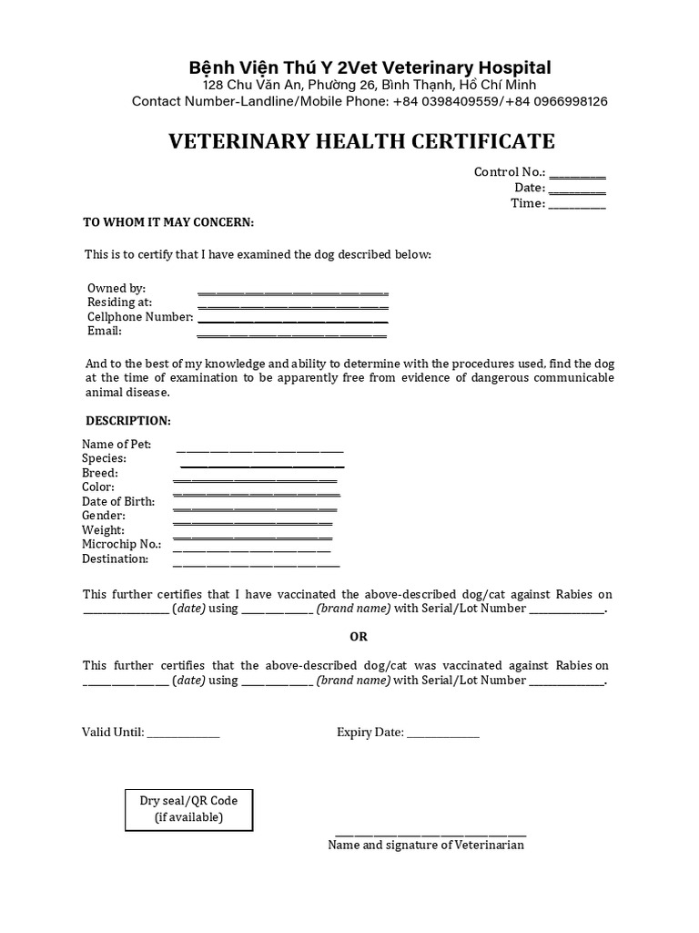 Veterinary Health Certificate for Dogs | PDF | Dogs | Domesticated Animals