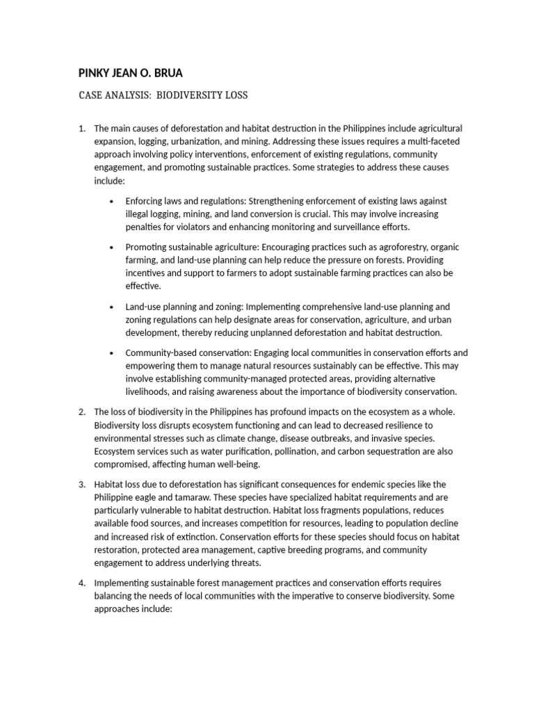 Case Analysis (Biodiversity) - Pinky Jean Brua | PDF | Logging ...