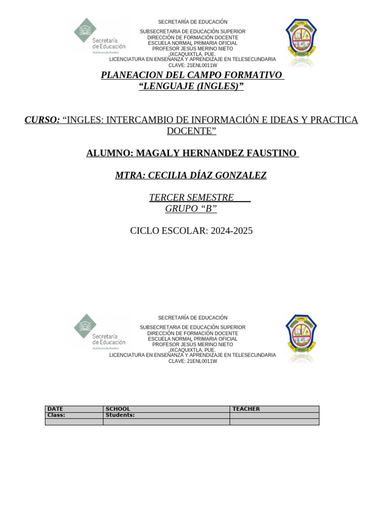 Formato de Planeacion de Ingles | PDF