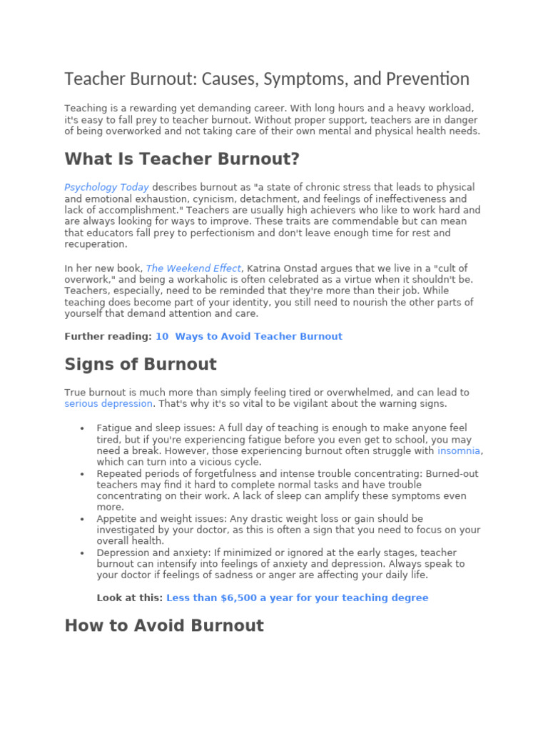 Teacher Burnout | PDF | Occupational Burnout | Psychology