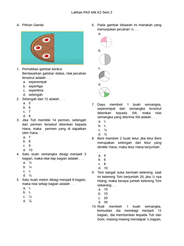 Latihan MTK Kelas 2 | PDF