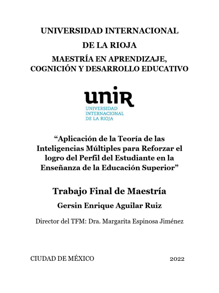 Trabajo de Maestría - Enrique Aguilar - 19 Ene E 23 Ene | PDF | Inteligencia | Enseñando