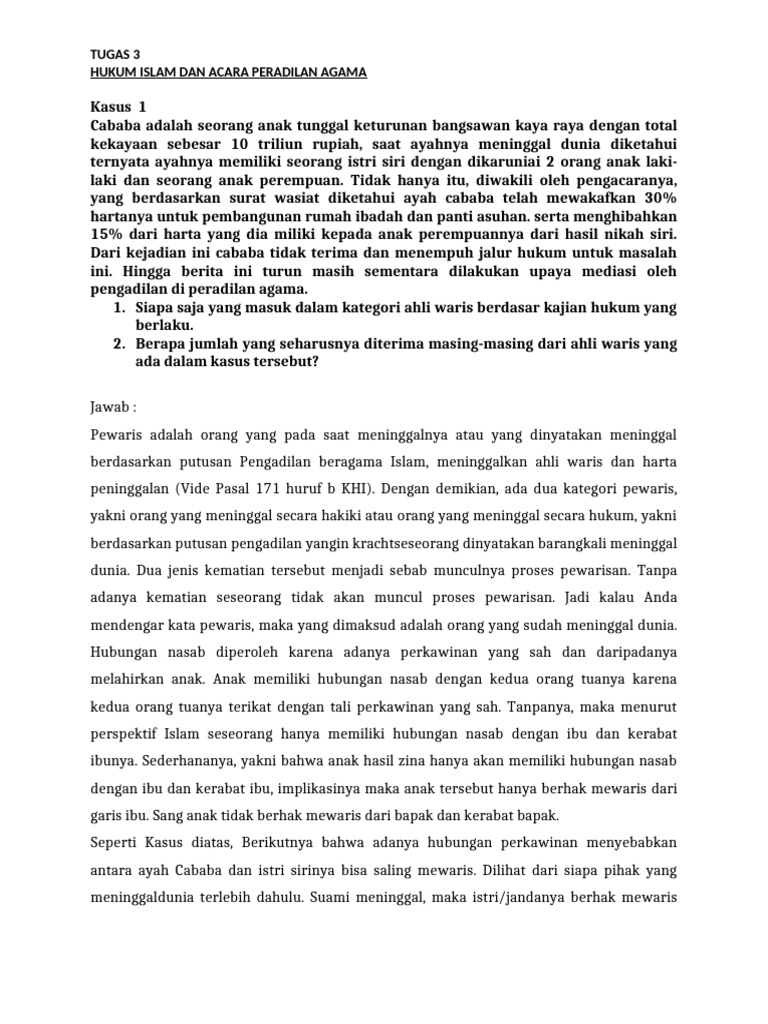 Resky Fitria Muzap 042934867 Tugas 3 Hukum Islam Dan Acara Peradilan Agama | PDF