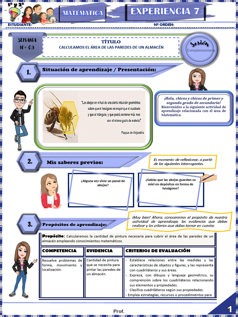 1°-2° SEC. ACTIVIDAD COMPLEMENTARIA-EXP.7-MAT. URBANO | PDF | Aprendizaje | Miel