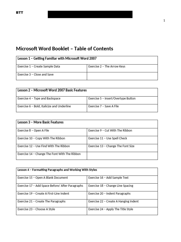 0 MS Word Master Handout - Blank - Student - 2023 - Update | PDF ...