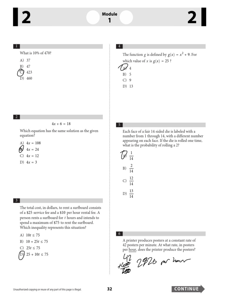 SAT Math Practice Test #1 Part A | PDF | Angle | Circle