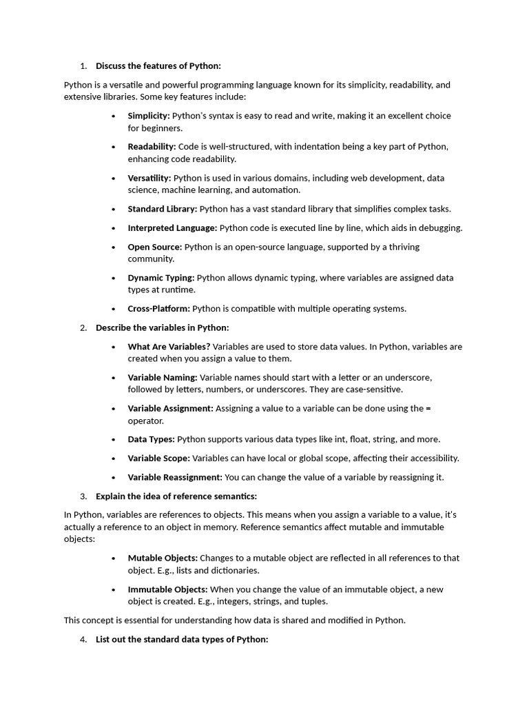 Q AND A | PDF | Variable (Computer Science) | Python (Programming Language)