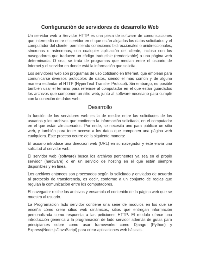 Guía de Servidores Web para Desarrolladores | PDF | Red mundial ...