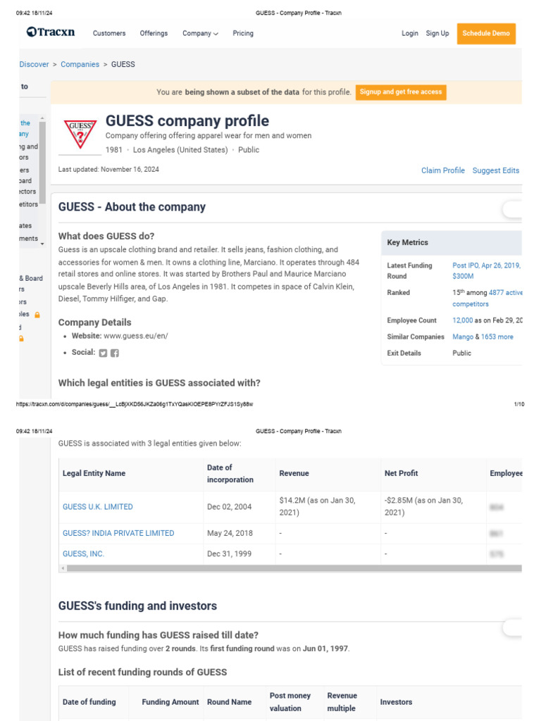 GUESS Inc. Company Profile Overview | PDF | Venture Capital | Corporate ...