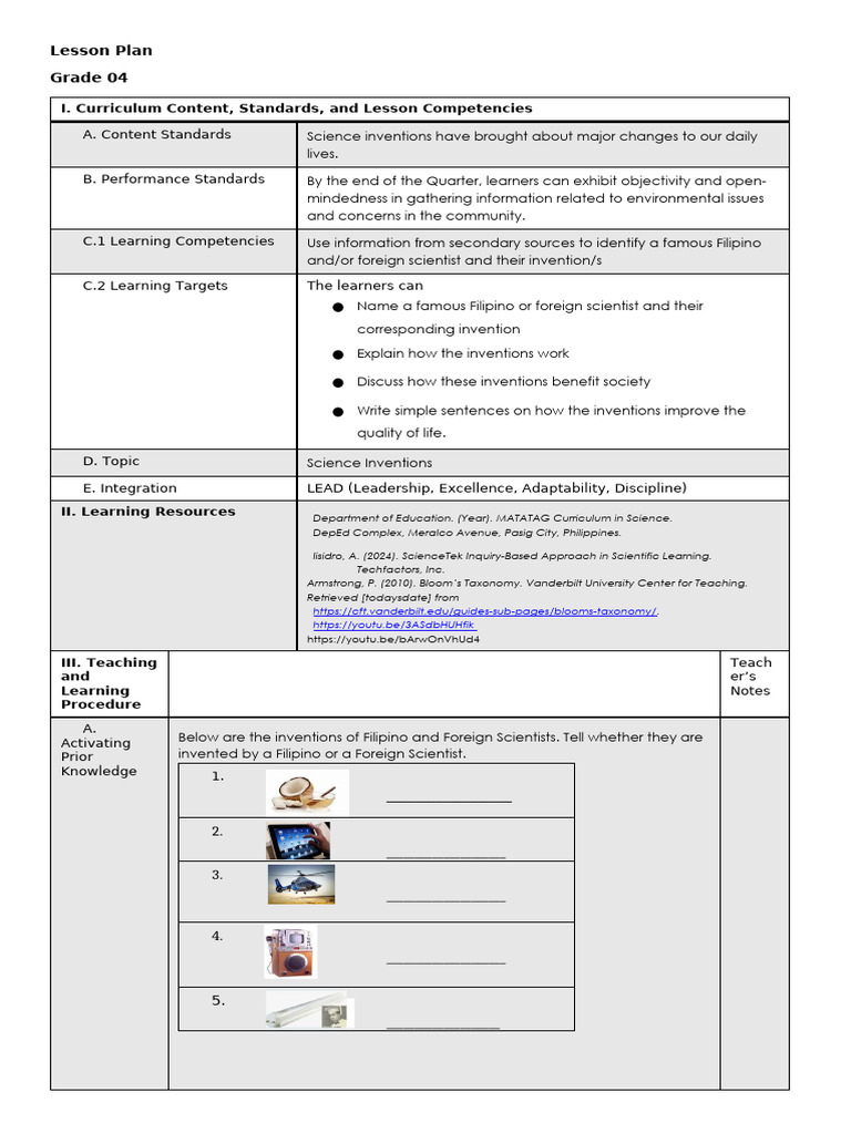 Week 1 Q1 SCIENCE 7 Lesson Plan | PDF | Penicillin