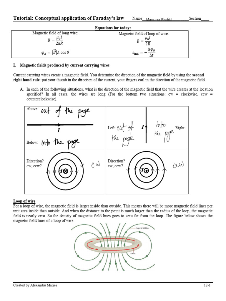 Faraday's Law: Magnetic Field Tutorial | PDF | Electromagnetic ...