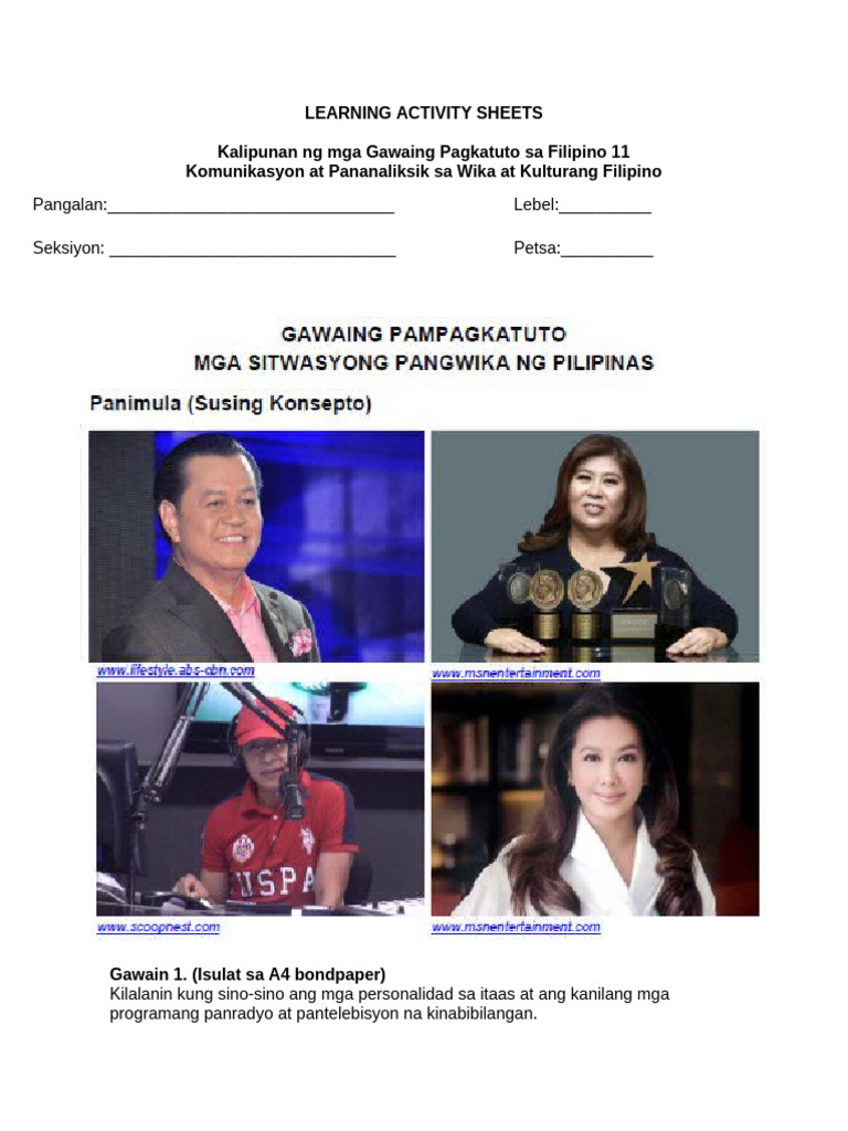 Learning Activity Sheets | PDF