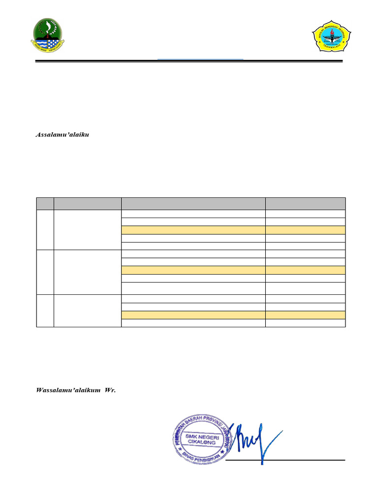 1 Surat Pemberitahuan Kegiatan Saj Kelas Xii Tahun 2024-2025 | PDF