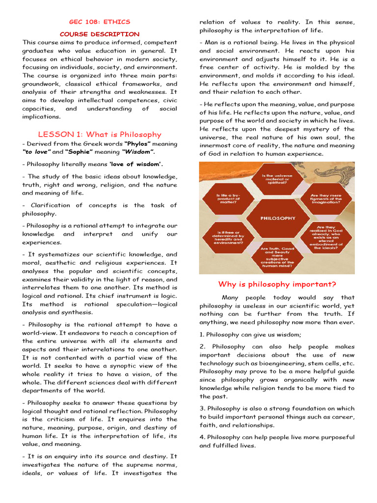 Ethics Lesson 1-5 | PDF | Morality | Virtue