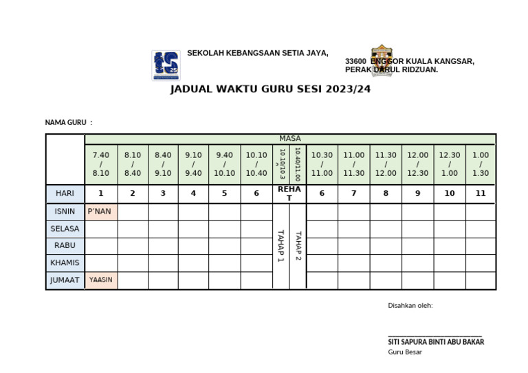 Jadual Waktu Kosong | PDF