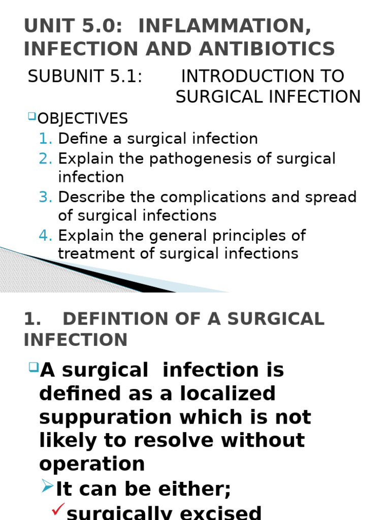 Unit 1.5 Introduction To Surgical Infection | PDF | Infection | Surgery