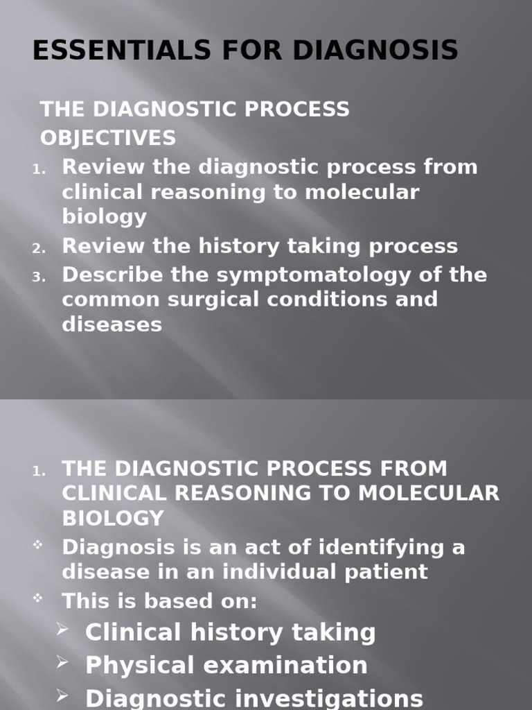 Essentials For Diagnosis Surgery | PDF | Medical Diagnosis | Physical ...