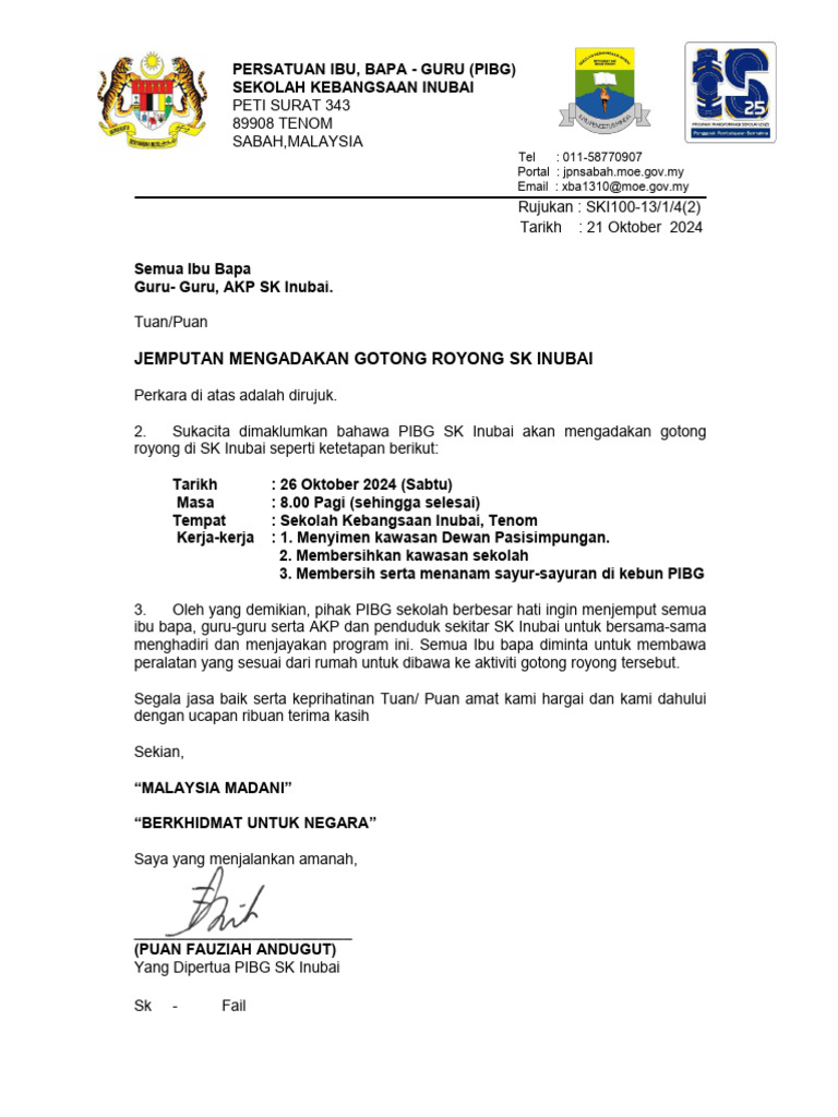 Surat Jemputan Gotong Royong 2024 | PDF | Sains & Matematika