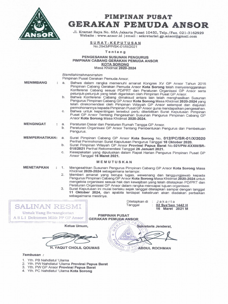 SK Ansor - 2024 | PDF