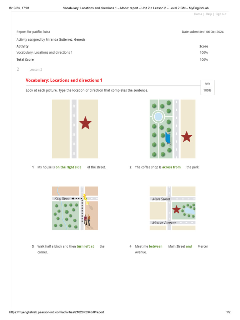 Vocabulary - Locations and Directions 1 - Mode - Report - Unit 2 ...
