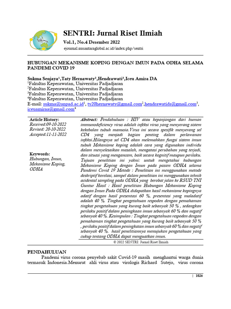 Mekanisme Koping dan Imun ODHA COVID-19 | PDF