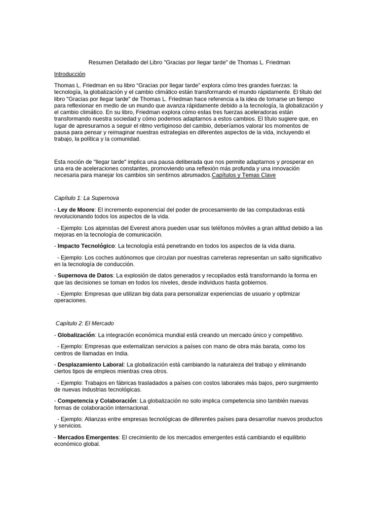 Grax Por Llegar Tarde, Thomas L.Friedman | PDF | Sustentabilidad