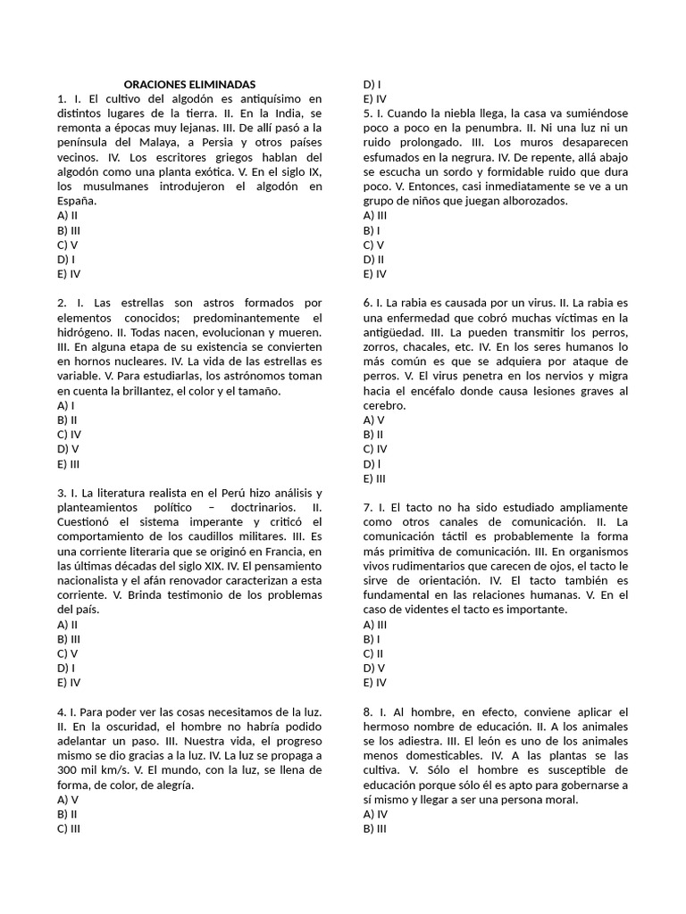 Oraciones Eliminadas | PDF