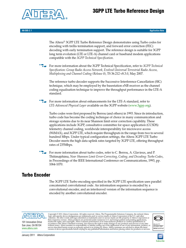 3GPP LTE Turbo Reference Design An505 | PDF | Lte Advanced | Interface (Computing)