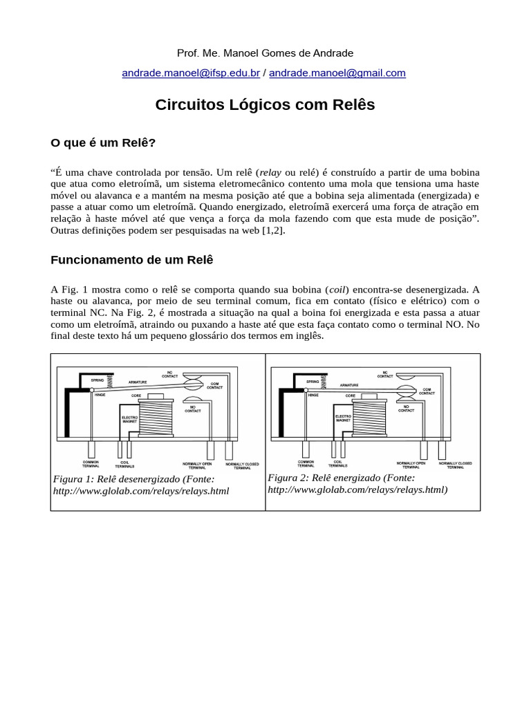 Circuitos Lógicos Com Relês | PDF | Relé | Equipamento elétrico