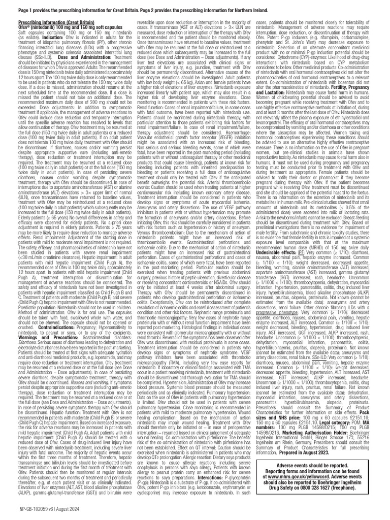 np-gb-102059 Ofev Digital Master Prescribing Information GB & Ni | PDF ...