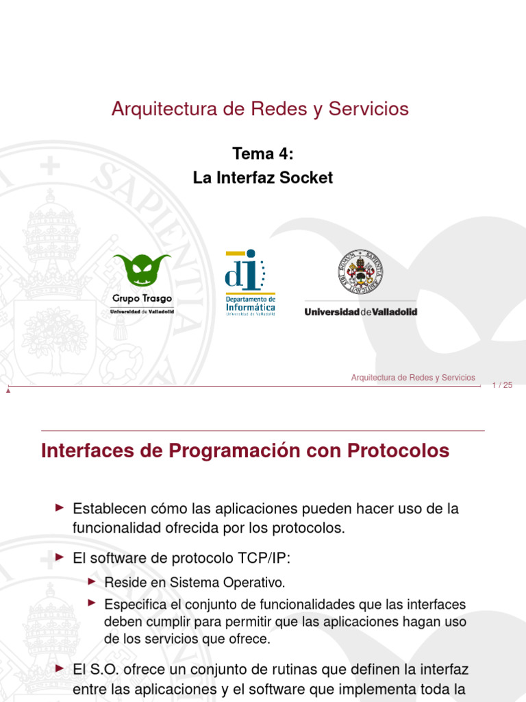 T4 Interfaz Socket | PDF | Zócalo de red | Protocolo de Control de ...