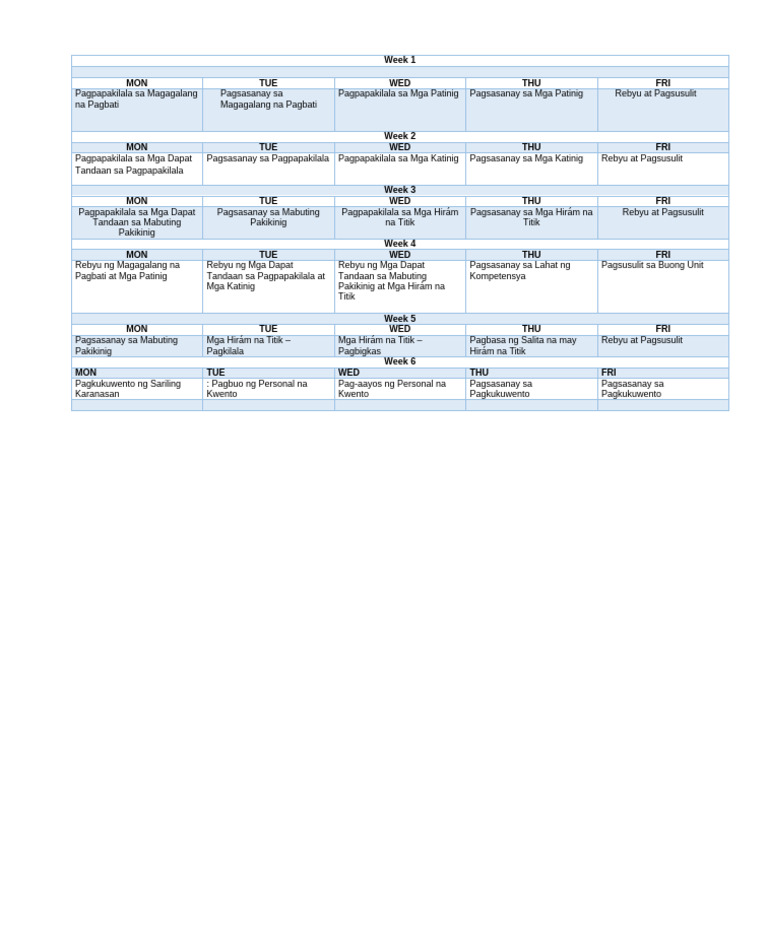 Filipino Calendar | PDF